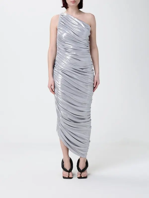 Norma Kamali One-shoulder Ruched Metallic Gown - Silver