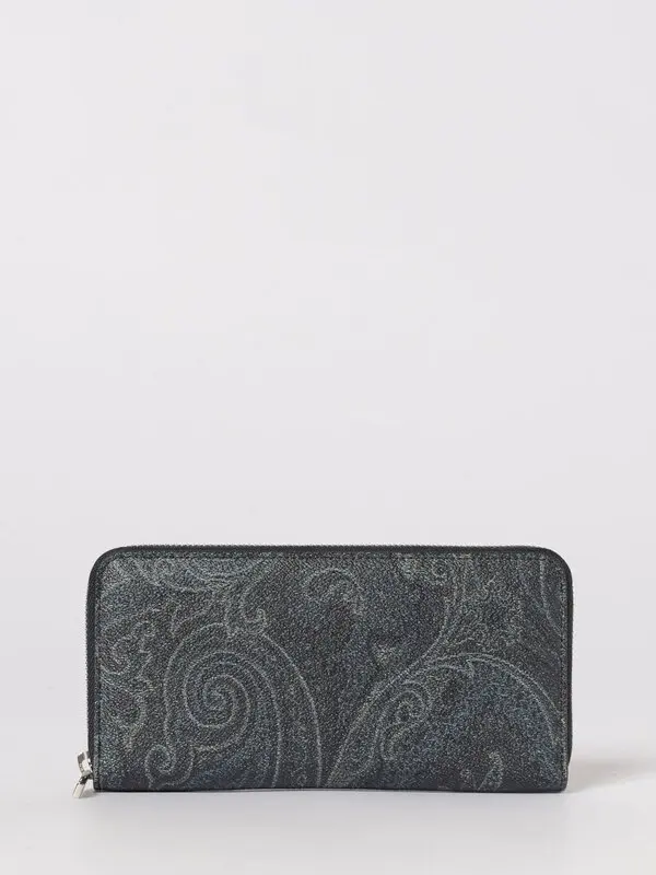 Etro Paisley Print Coated Cotton Wallet - Blue