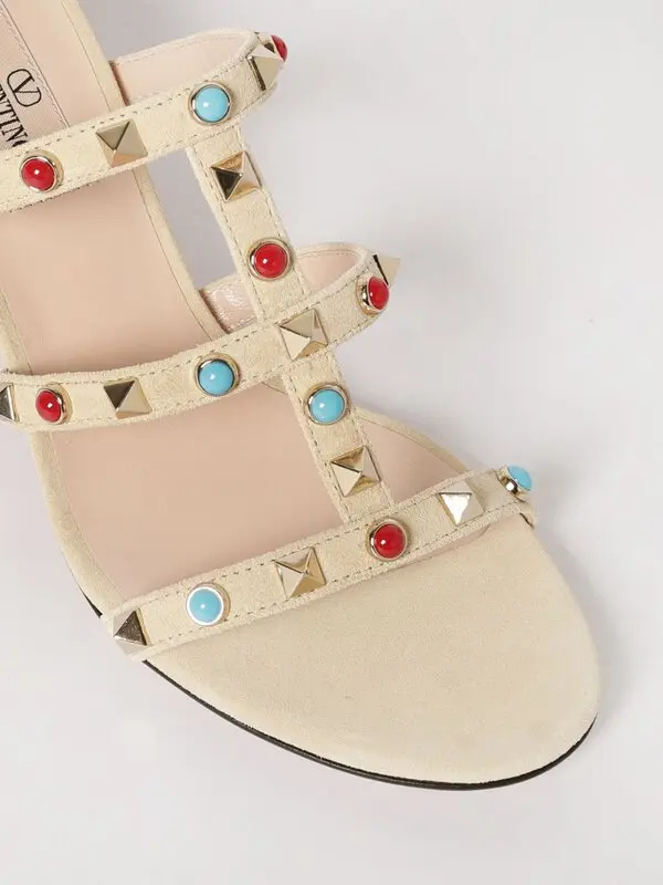 Valentino Garavani Rockstud Suede Mules With Stones