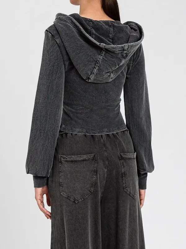 TWINSET Cotton Bustier Hoodie With Zip Closure