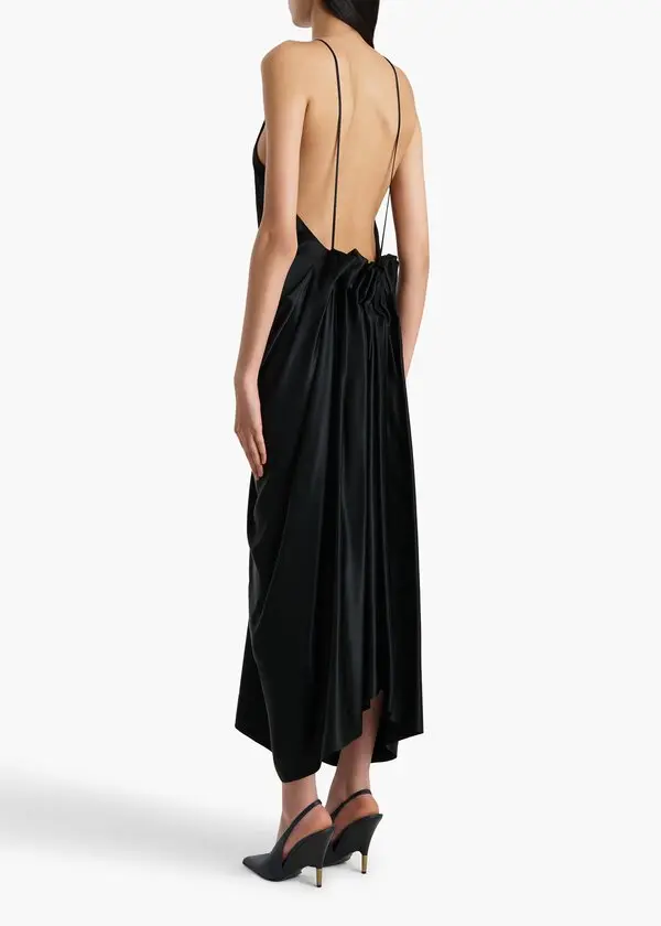 Khaite Kent Draped Satin Gown - Black