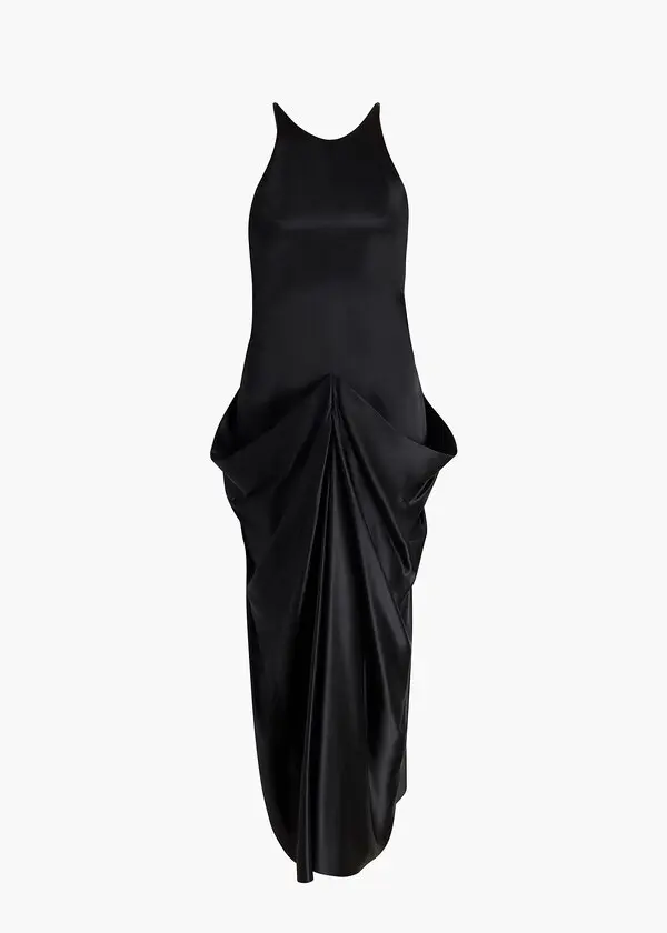 Khaite Kent Draped Satin Gown - Black