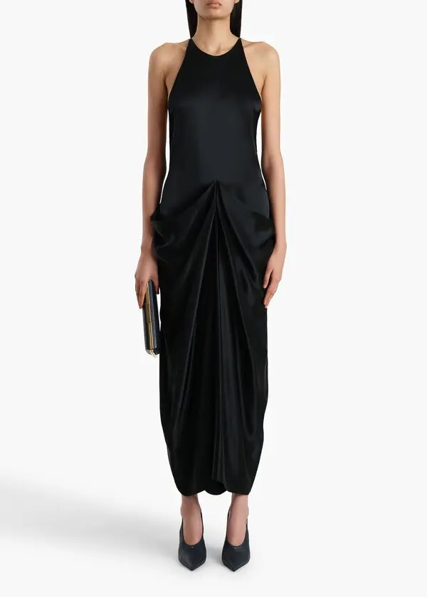 Khaite Kent Draped Satin Gown - Black