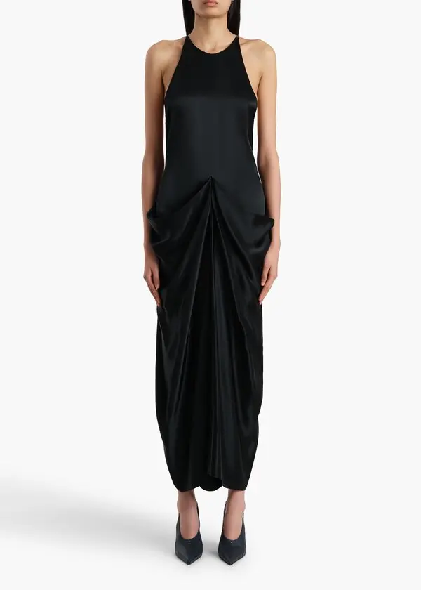 Khaite Kent Draped Satin Gown - Black