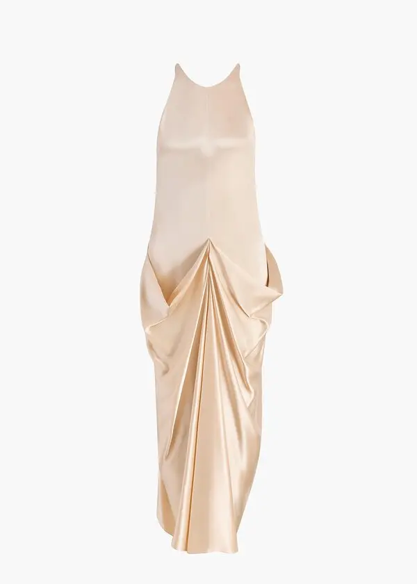 Khaite Kent Draped Satin Dress - Soft Pink