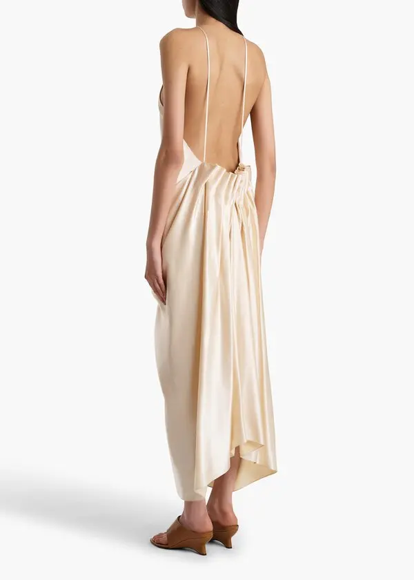 Khaite Kent Draped Satin Dress - Soft Pink