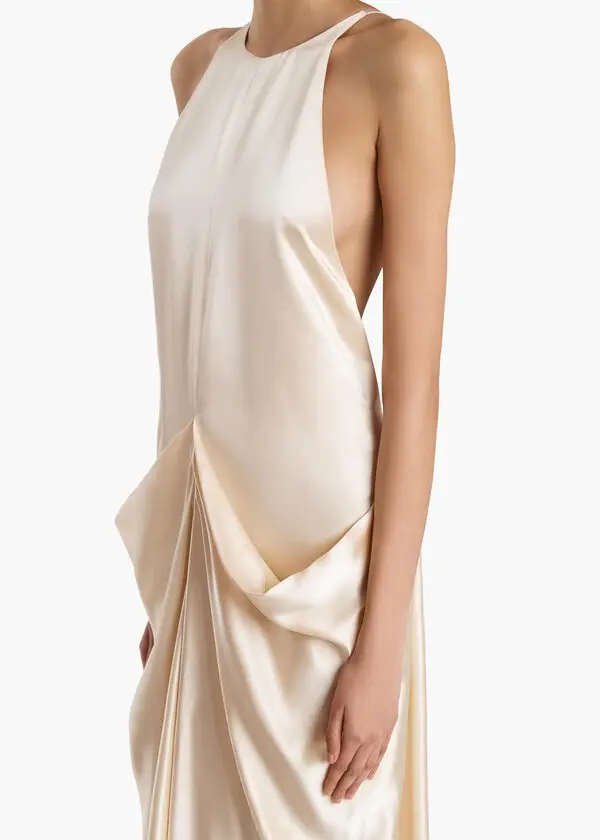 Khaite Kent Draped Satin Dress - Soft Pink