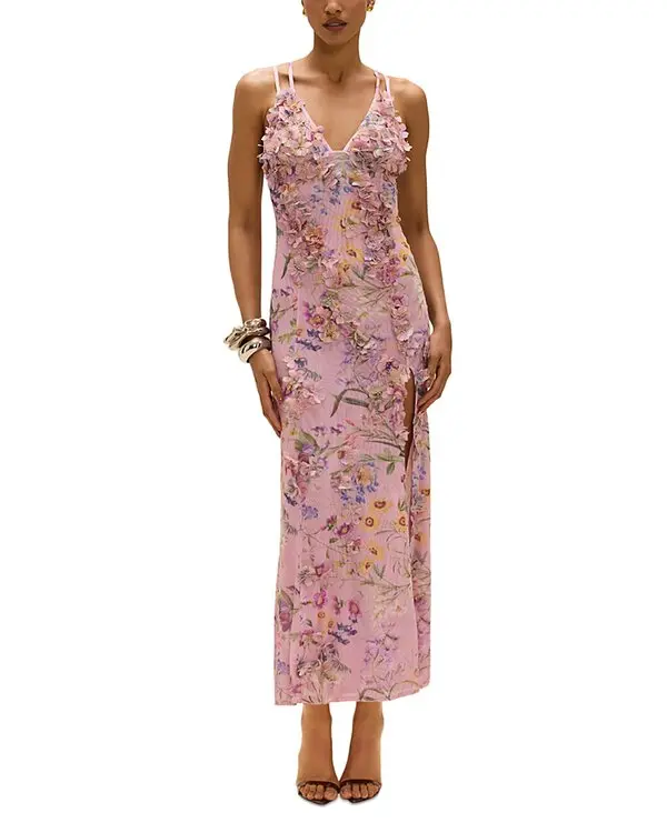 PatBO Embellished Floral Mesh Maxi Dress