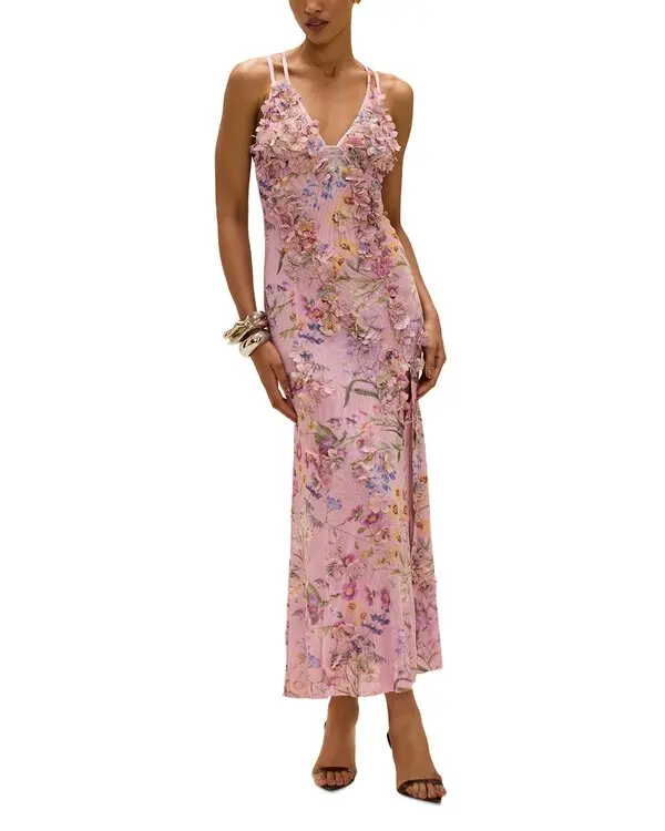 PatBO Embellished Floral Mesh Maxi Dress