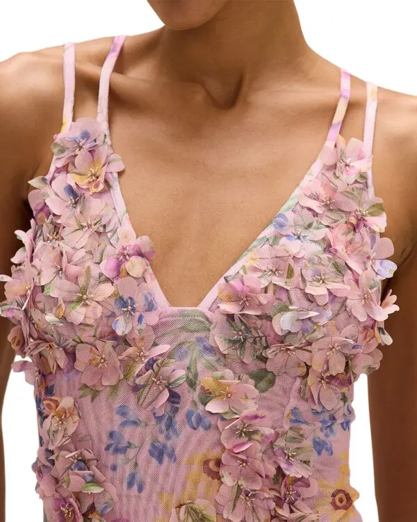 PatBO Embellished Floral Mesh Maxi Dress