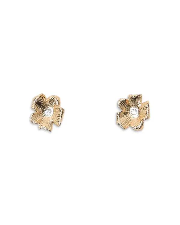 Maje Pave Flower Stud Earrings - Gold