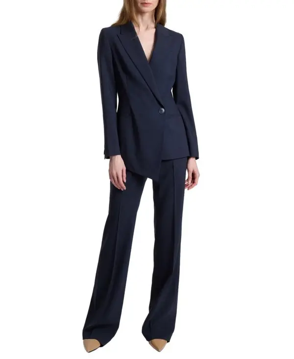 Santorelli Mara Asymmetrical Blazer In Virgin Wool Stretch