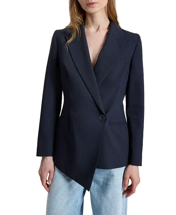 Santorelli Mara Asymmetrical Blazer In Virgin Wool Stretch