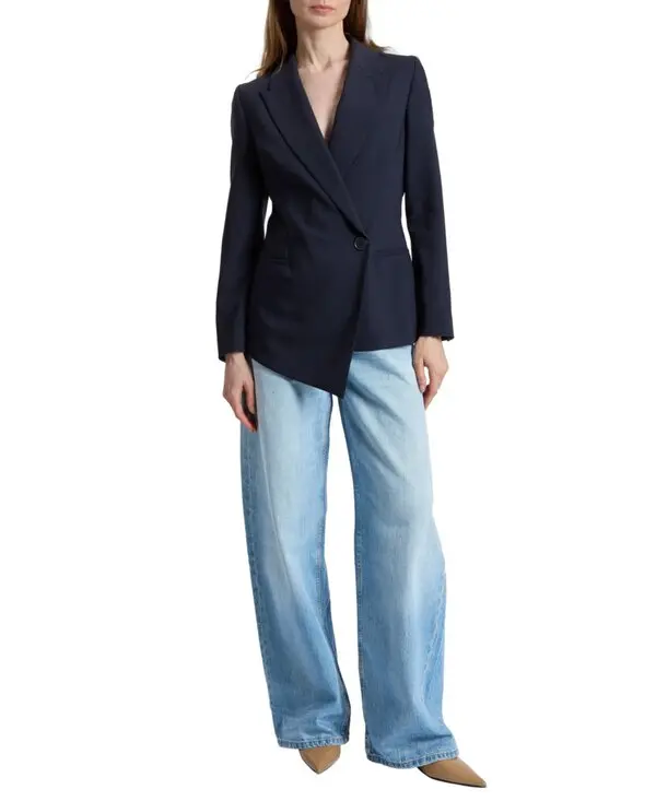 Santorelli Mara Asymmetrical Blazer In Virgin Wool Stretch