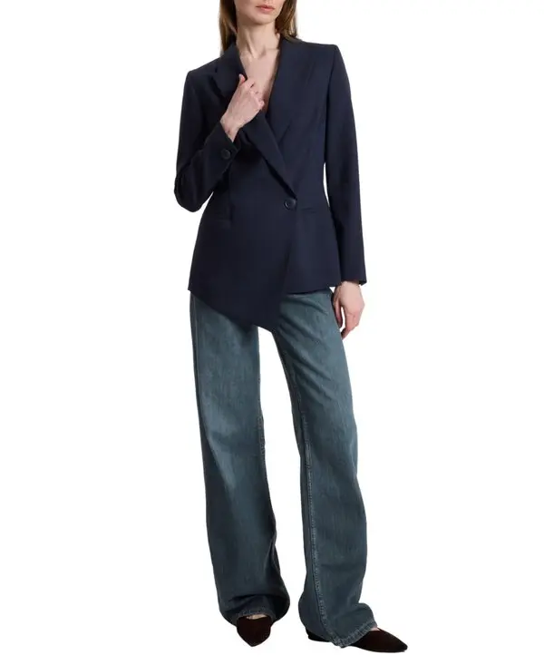 Santorelli Mara Asymmetrical Blazer In Virgin Wool Stretch