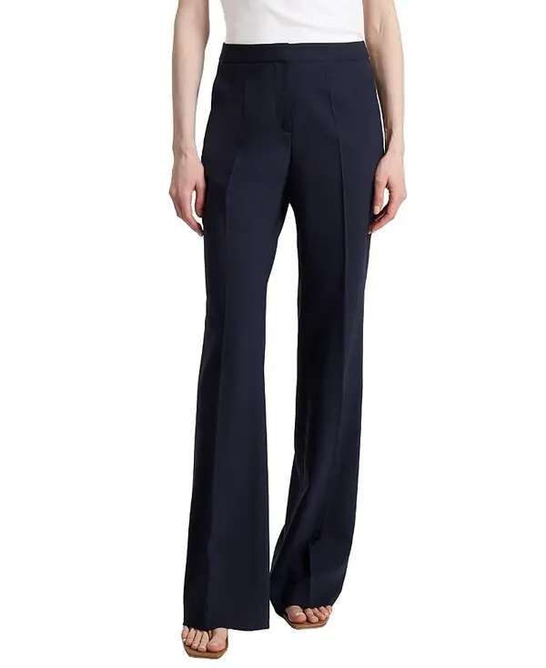 Santorelli Bethany Flared Pant In Virgin Wool Stretch - Midnight