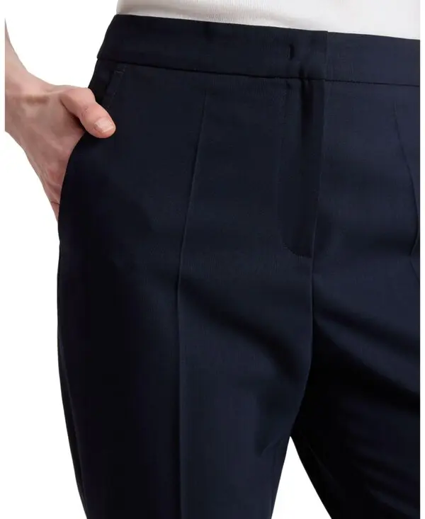 Santorelli Bethany Flared Pant In Virgin Wool Stretch - Midnight
