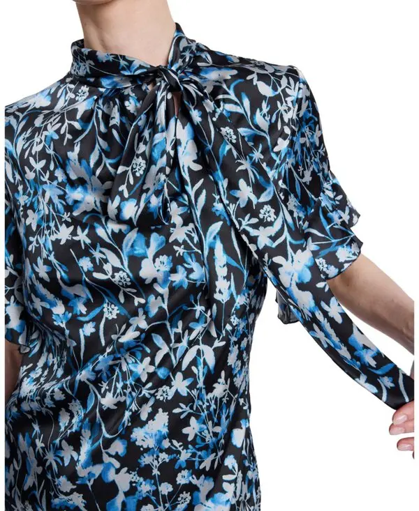Santorelli Athena Floral Blouse With Flutter Sleeves