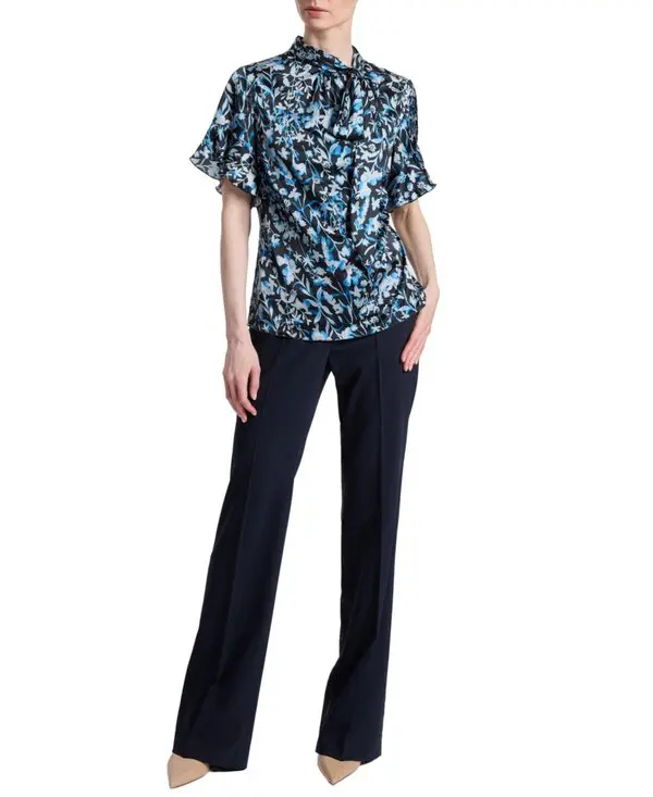 Santorelli Athena Floral Blouse With Flutter Sleeves