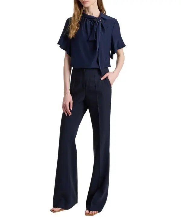 Santorelli Athena Silk Blouse With Flutter Sleeves