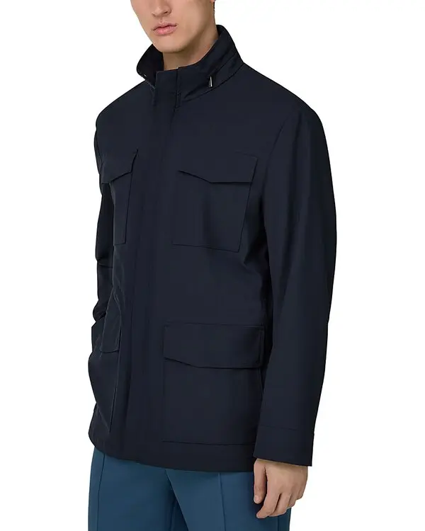 Boggi Milano Regular Fit Wool Field Jacket - Navy Blue