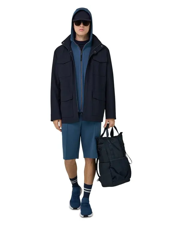 Boggi Milano Regular Fit Wool Field Jacket - Navy Blue