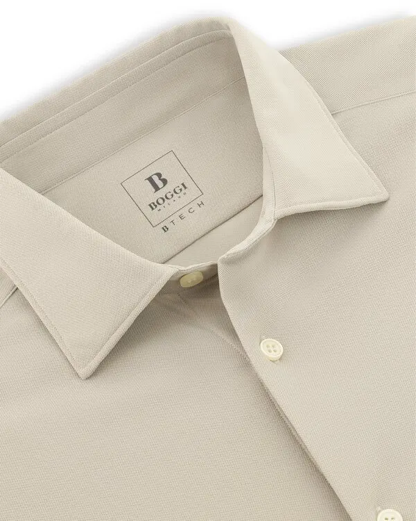 Boggi Milano Piquet Slim Fit Tokyo Shirt - Sand