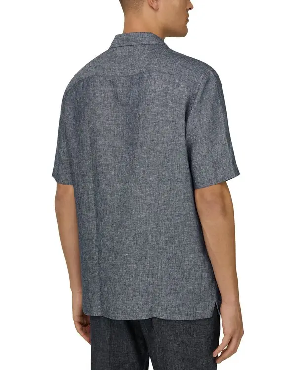 Boggi Milano Camp Collar Linen Denim Shirt