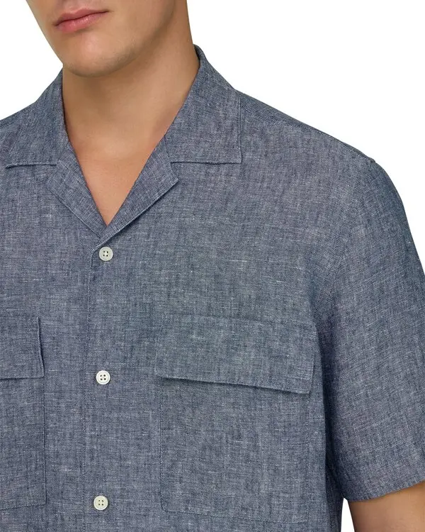Boggi Milano Camp Collar Linen Denim Shirt