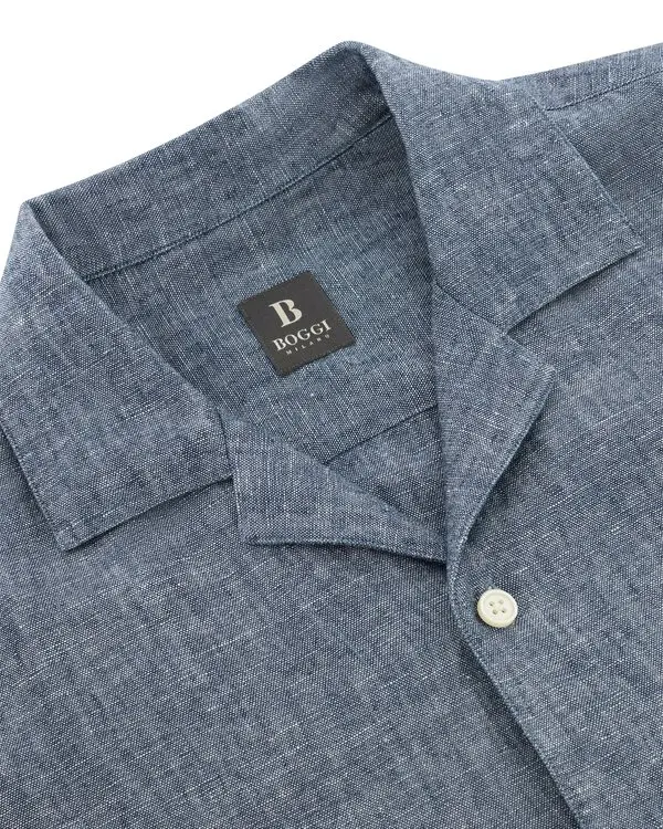 Boggi Milano Camp Collar Linen Denim Shirt