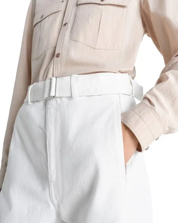 LEMAIRE Twisted Belted Denim Pants - Milk