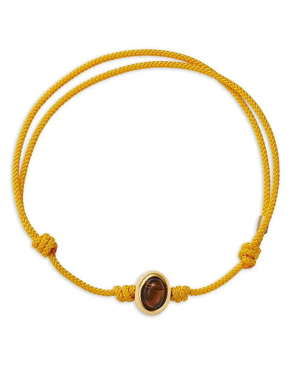 Luis Morais 14k Gold Tiger Eye Eye Of The Idol Cord Bracelet - Yellow