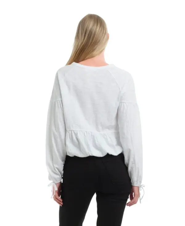 Wilt Shirred Elastic Hem Tee - White