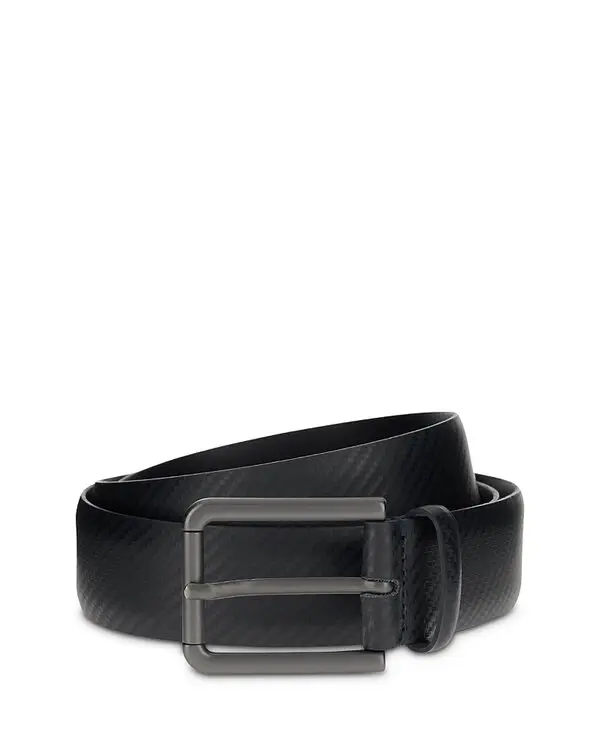 Boggi Milano Rubberized Leather Belt - Navy Blue