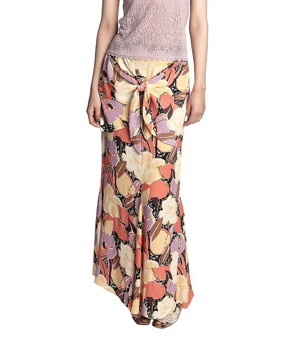 Anna Sui Desert Bloom Crepe Maxi Skirt - Sunset Multi