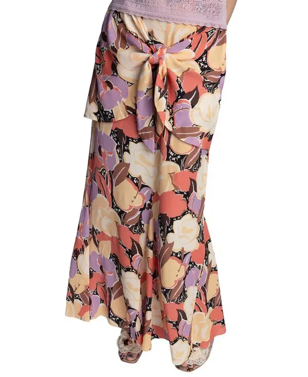 Anna Sui Desert Bloom Crepe Maxi Skirt - Sunset Multi