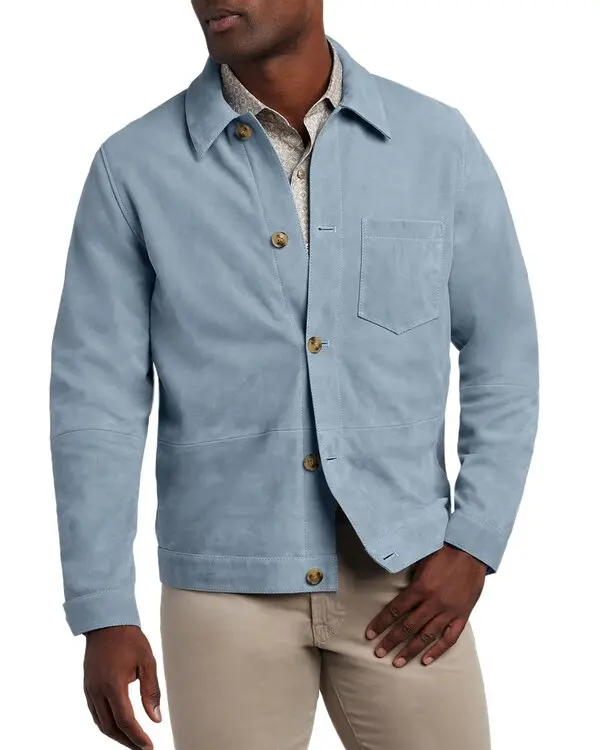 David Donahue City Suede Jacket - Cloud Blue