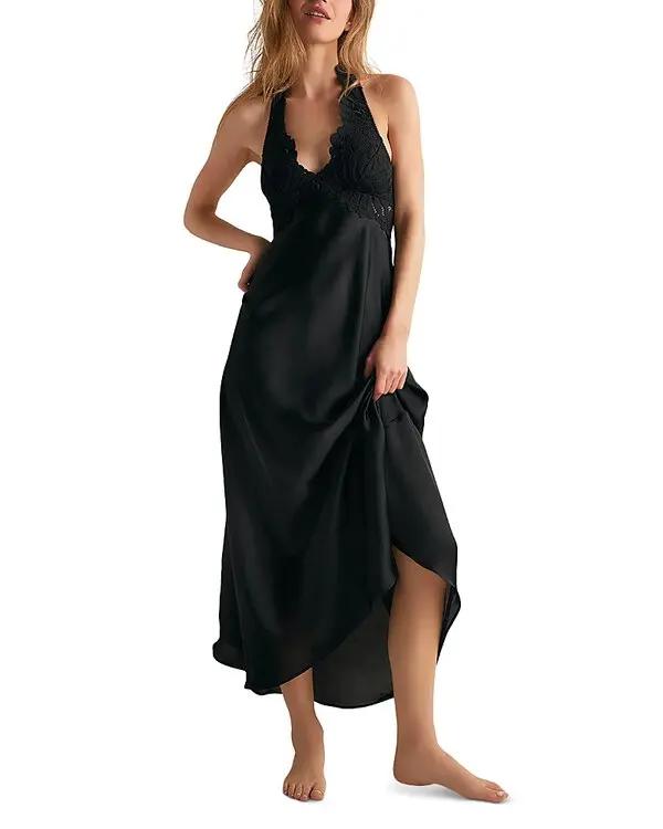 Free People Petal Party Lace-trimmed Midi Dress - Black