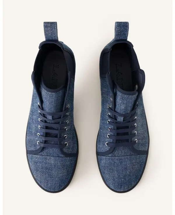 LANVIN Dbb1 High Top Denim Sneakers - Denim Blue.