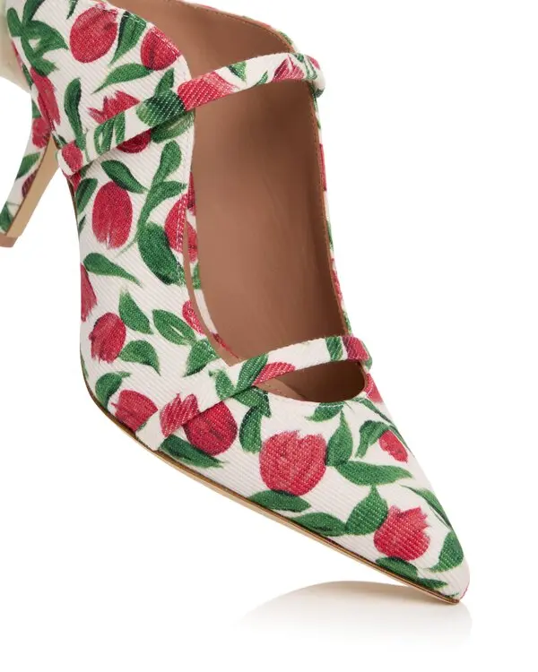 MALONE SOULIERS Maureen 70 Floral Print Mules - Red/red