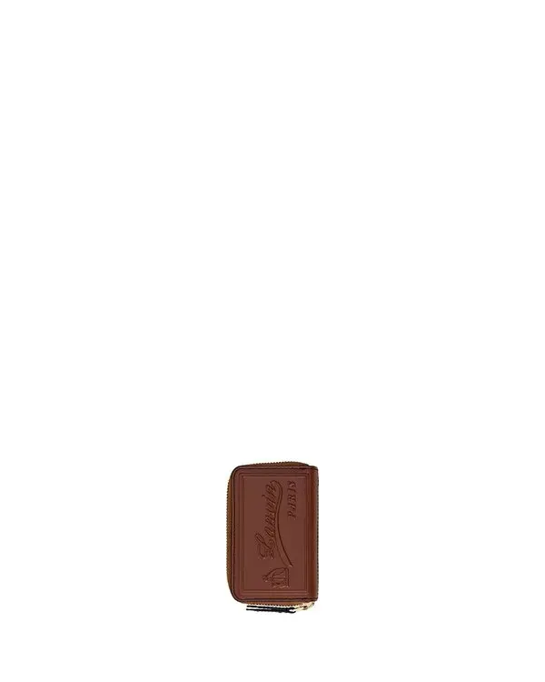 LANVIN Catch Zipped Leather Cardholder - Black With Cognac Interior.