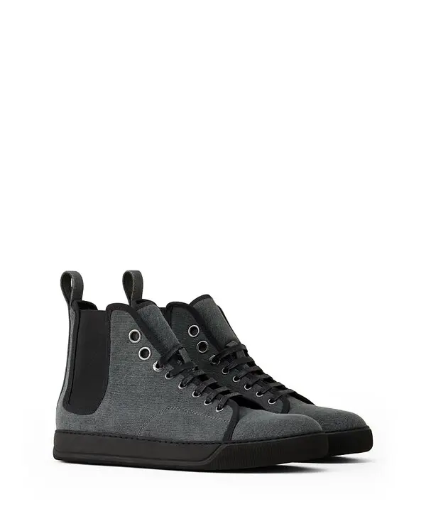LANVIN Dbb1 High-top Canvas Sneakers - Black/anthracite.