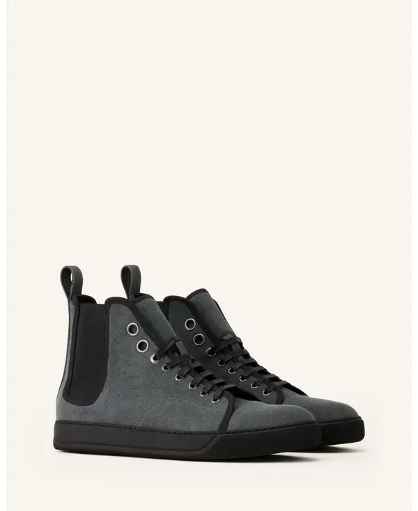 LANVIN Dbb1 High-top Canvas Sneakers - Black/anthracite.