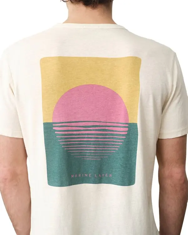 Marine Layer Ocean Sunset Hemp Cotton T-shirt - Whitecap