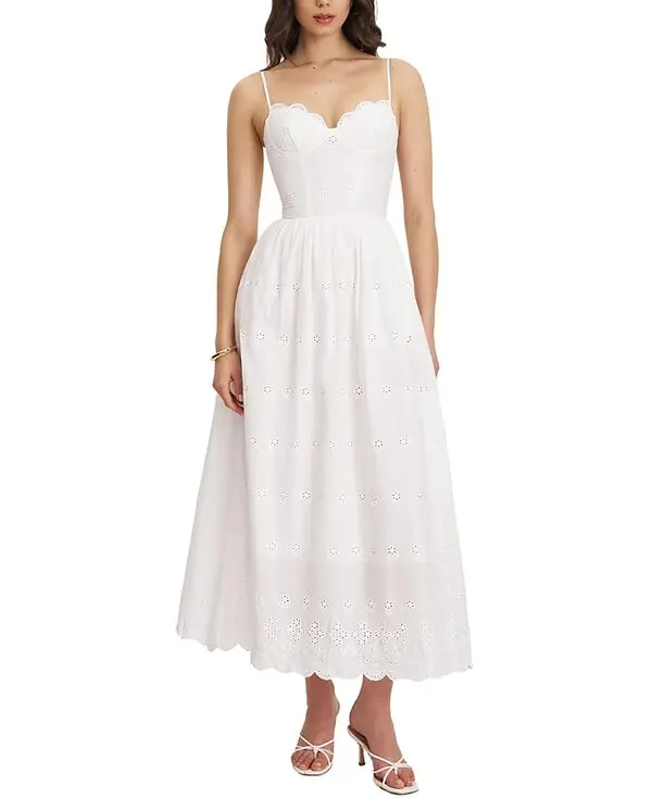 MISS CIRCLE NEW YORK Oberon Cotton Eyelet Maxi Dress - White
