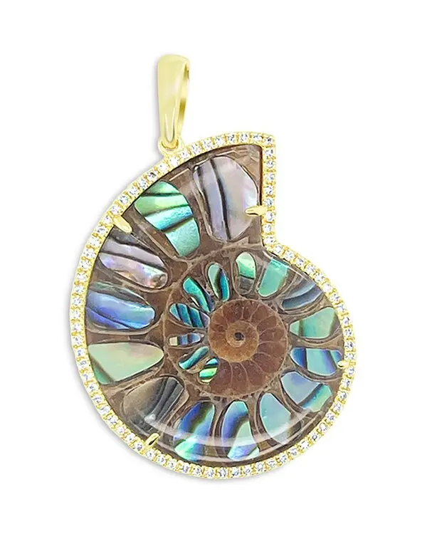 Meira T 14k Yellow Ammonite & Diamond Shell Pendant - Gold
