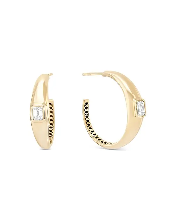 Lana Jewelry 14k Yellow Diamond Emerald Cut Hoop Earrings - Gold