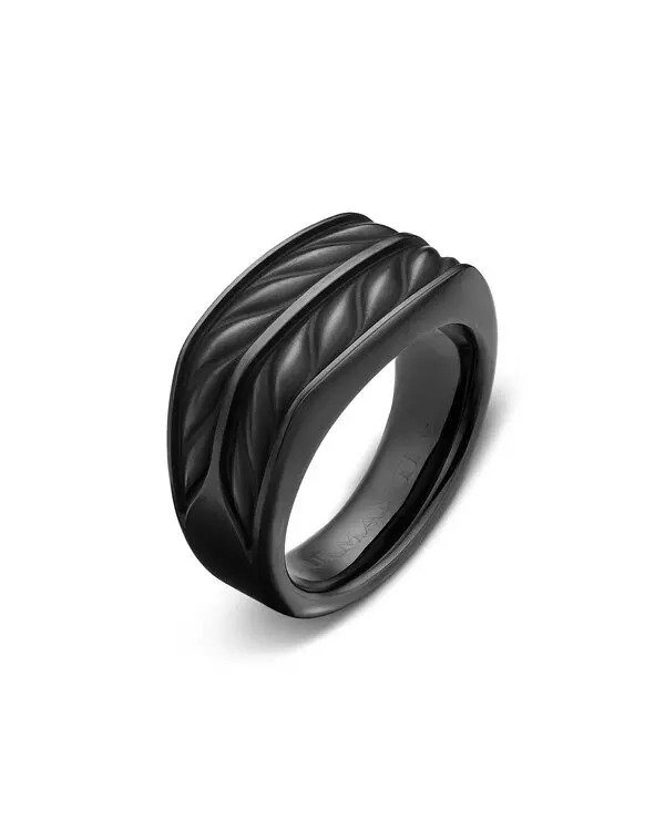 David Yurman Chevron Three Sided Signet Ring - Black