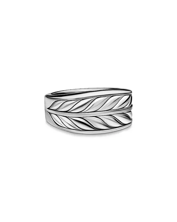 David Yurman Chevron Three Sided Signet Ring In Sterling 12.5mm - Silver