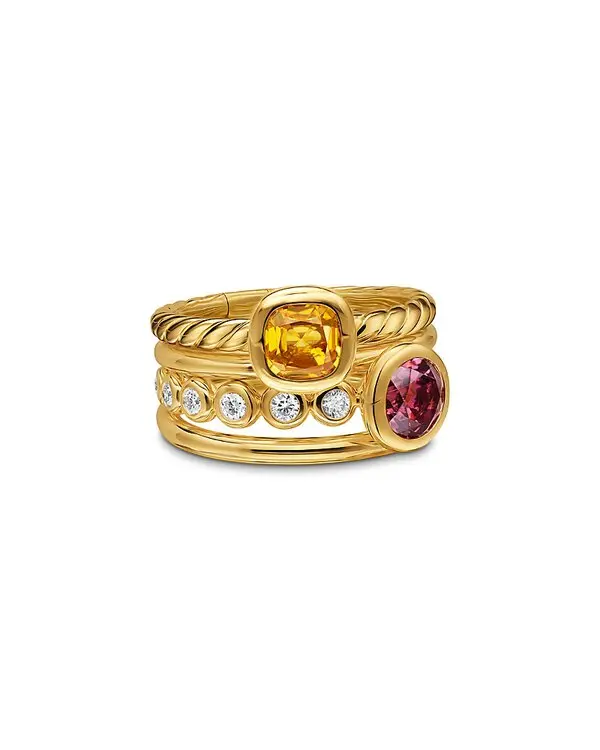 David Yurman Dy Mercer Multi Row Ring - Citrine/pink
